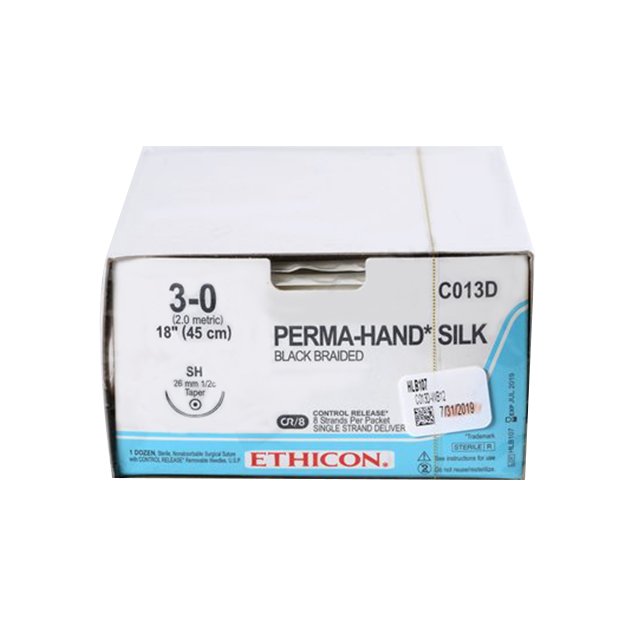 Ethicon Suture Perma-Hand SilkSuture : Black Braided SutSize 3-0 Usp (2 ...